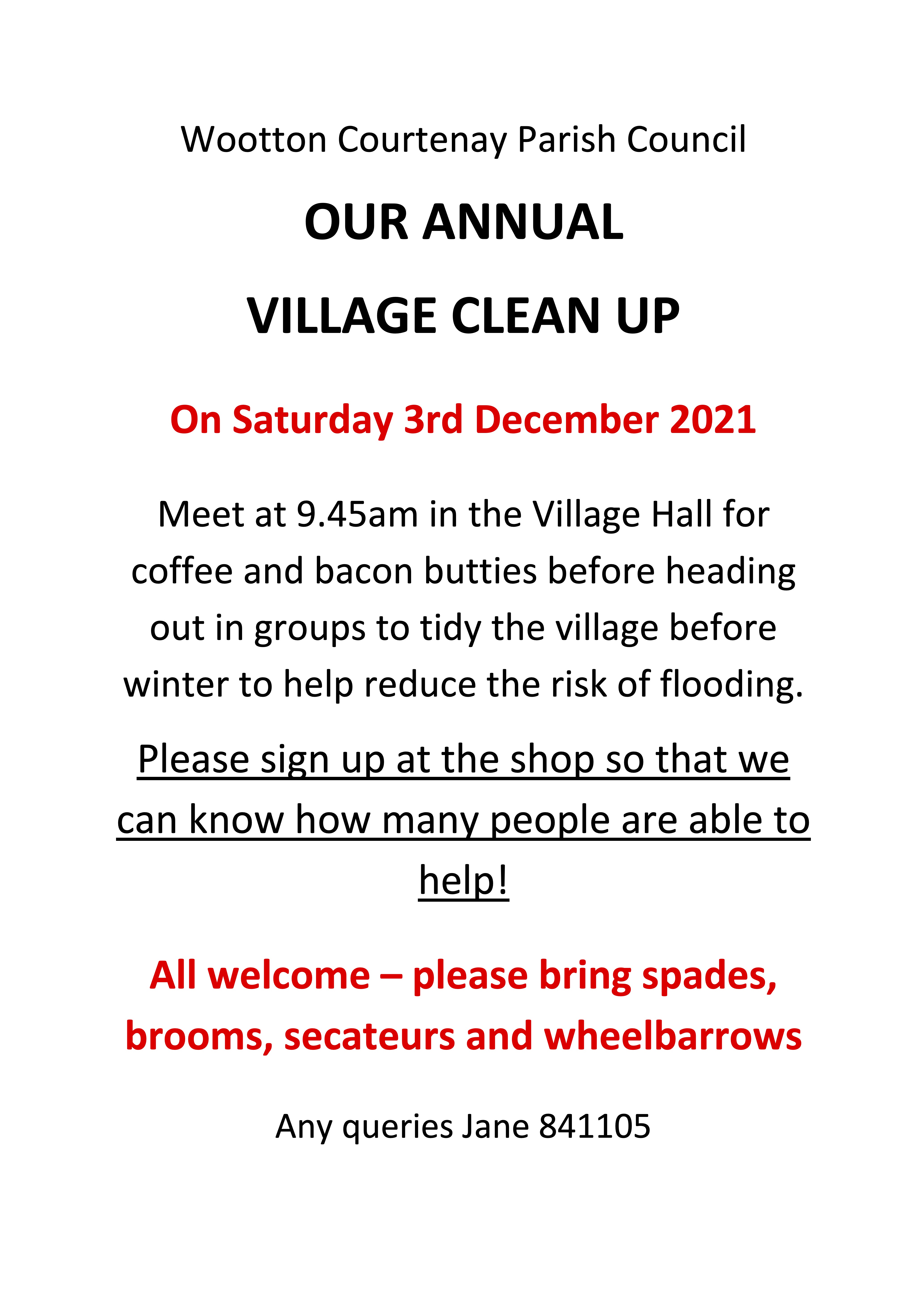 Village Clean Up – Wootton Courtenay
