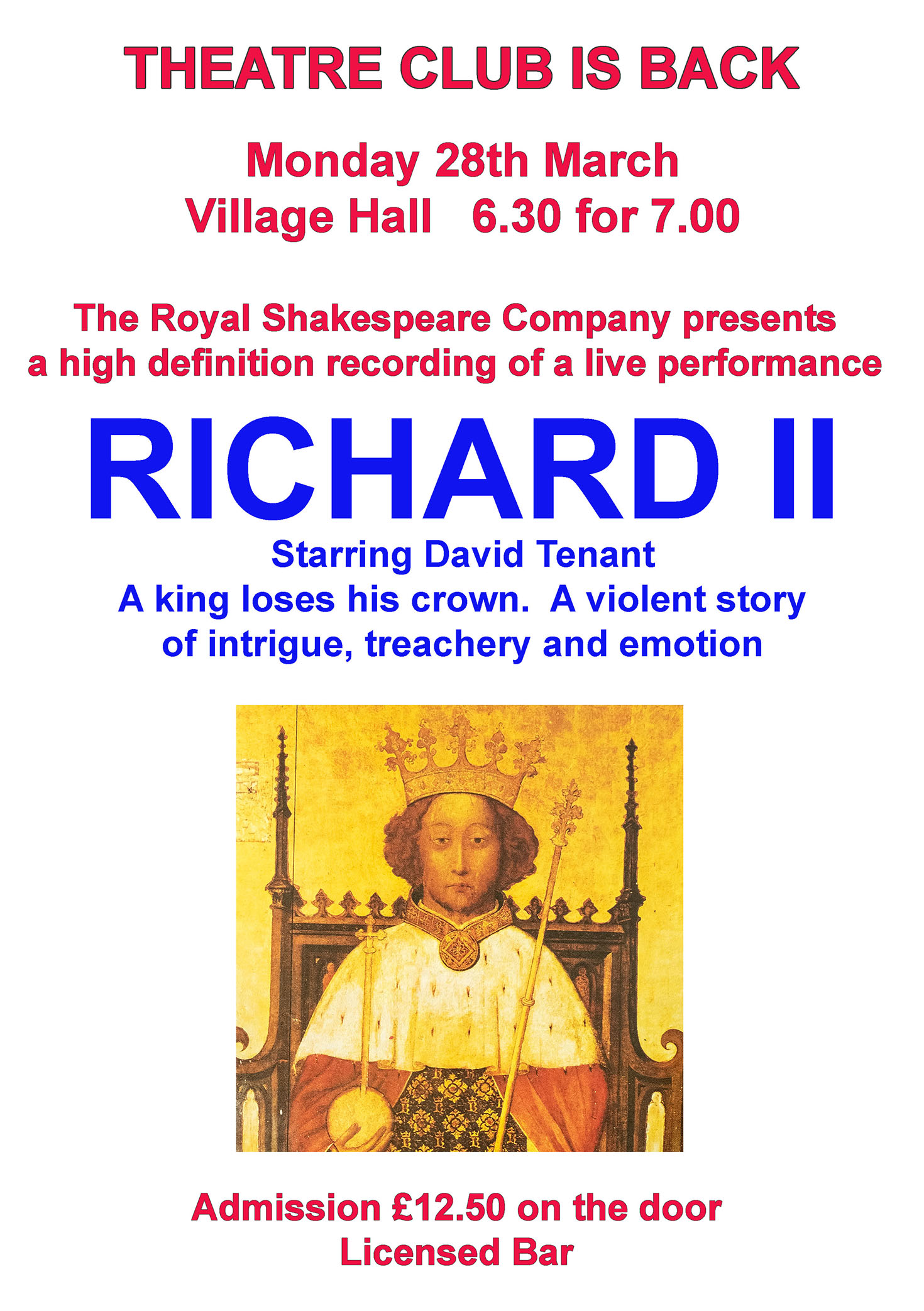 Theatre Club Presents ‘Richard II’ – Wootton Courtenay