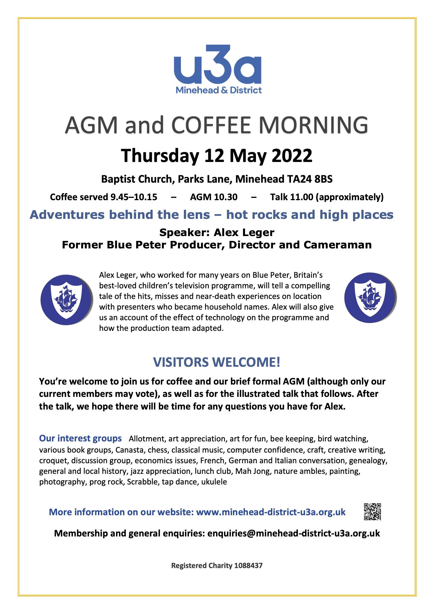 U3A AGM and Coffee Morning – Wootton Courtenay