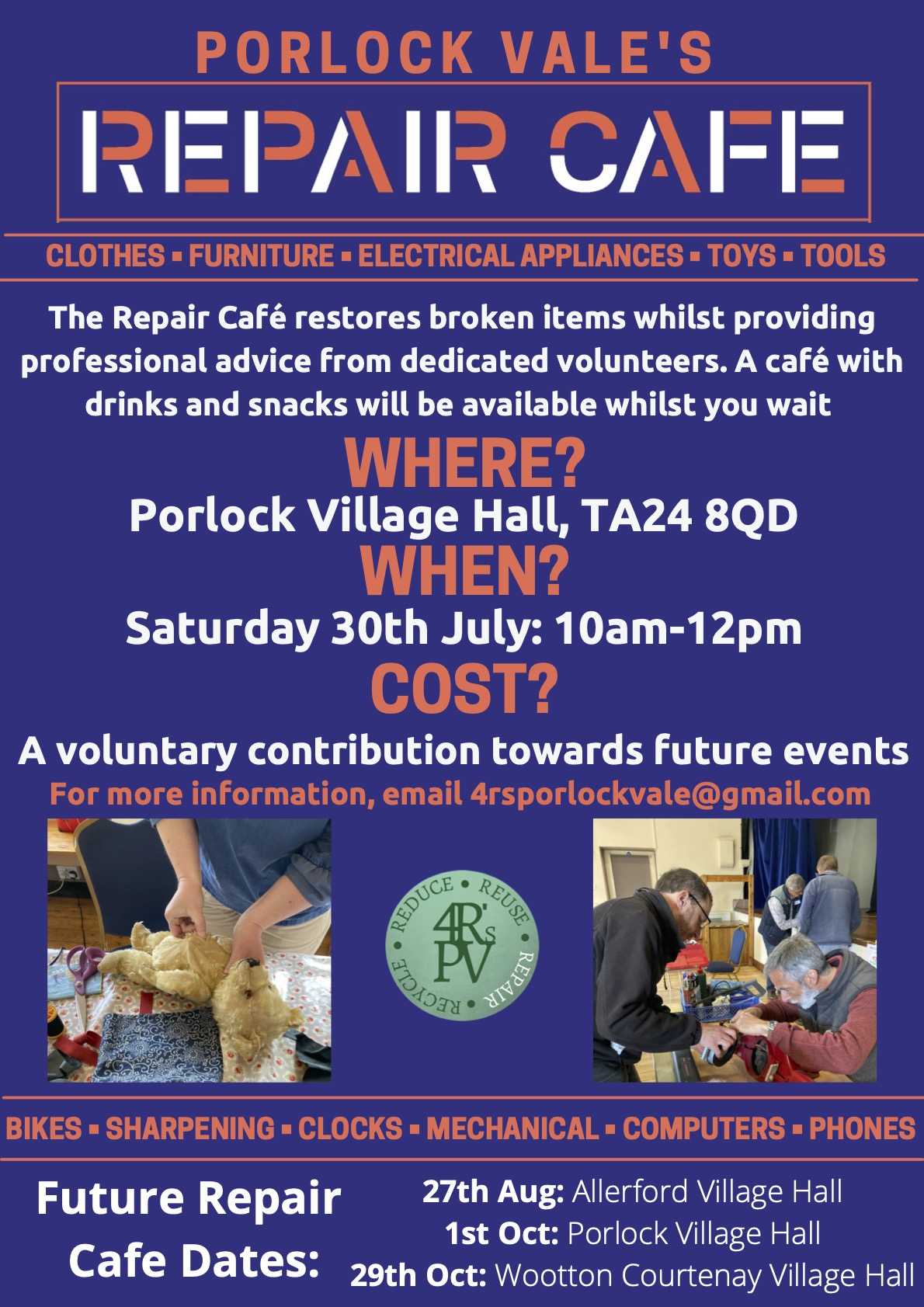 Repair Cafe in Porlock this Weekend – Wootton Courtenay