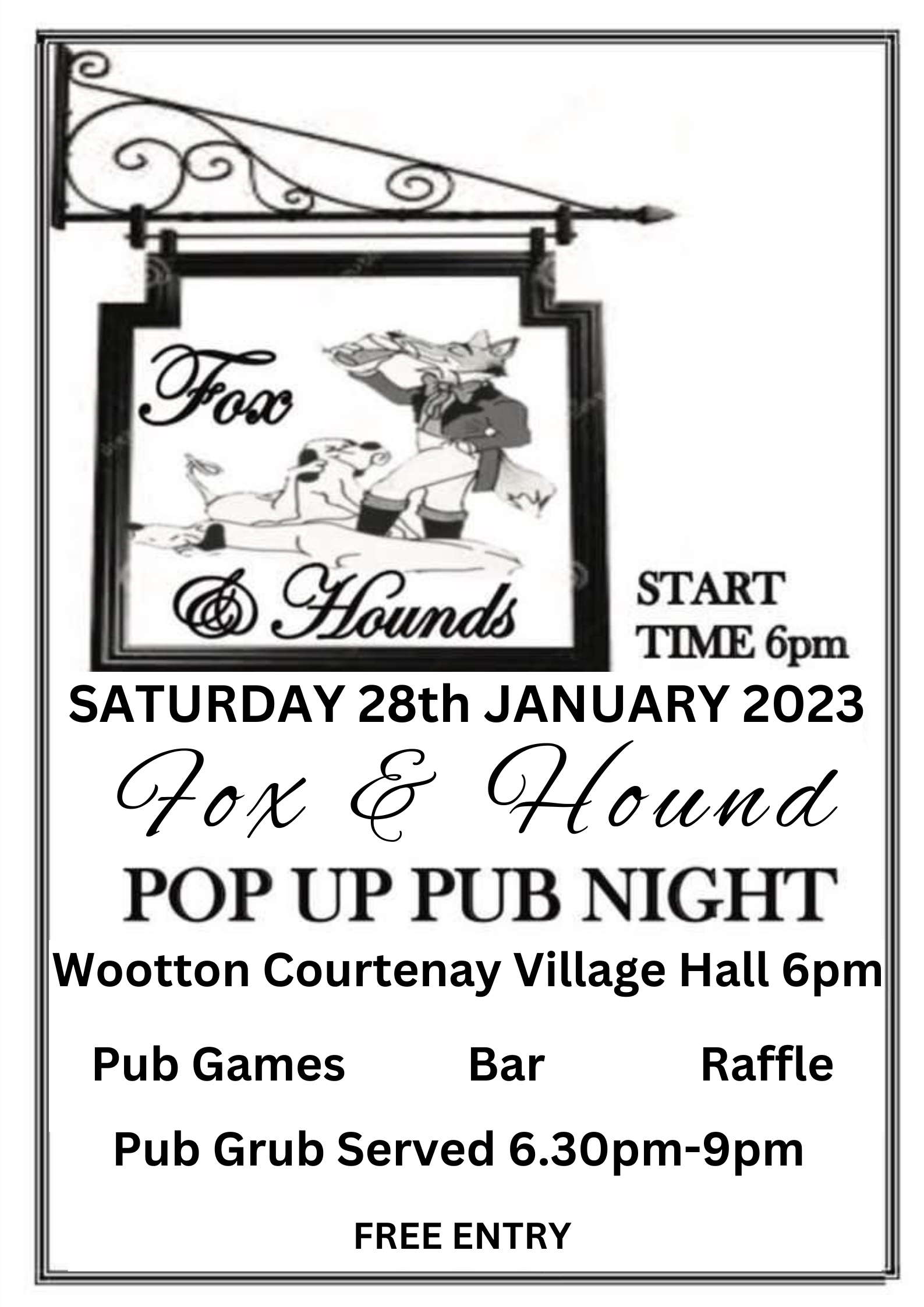 Pub Night at the Village Hall – Wootton Courtenay