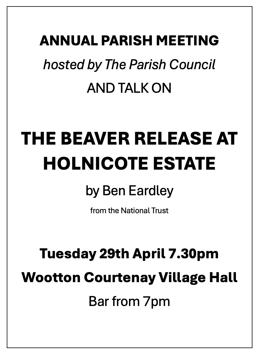 Parish Council AGM & Beaver Talk – Wootton Courtenay