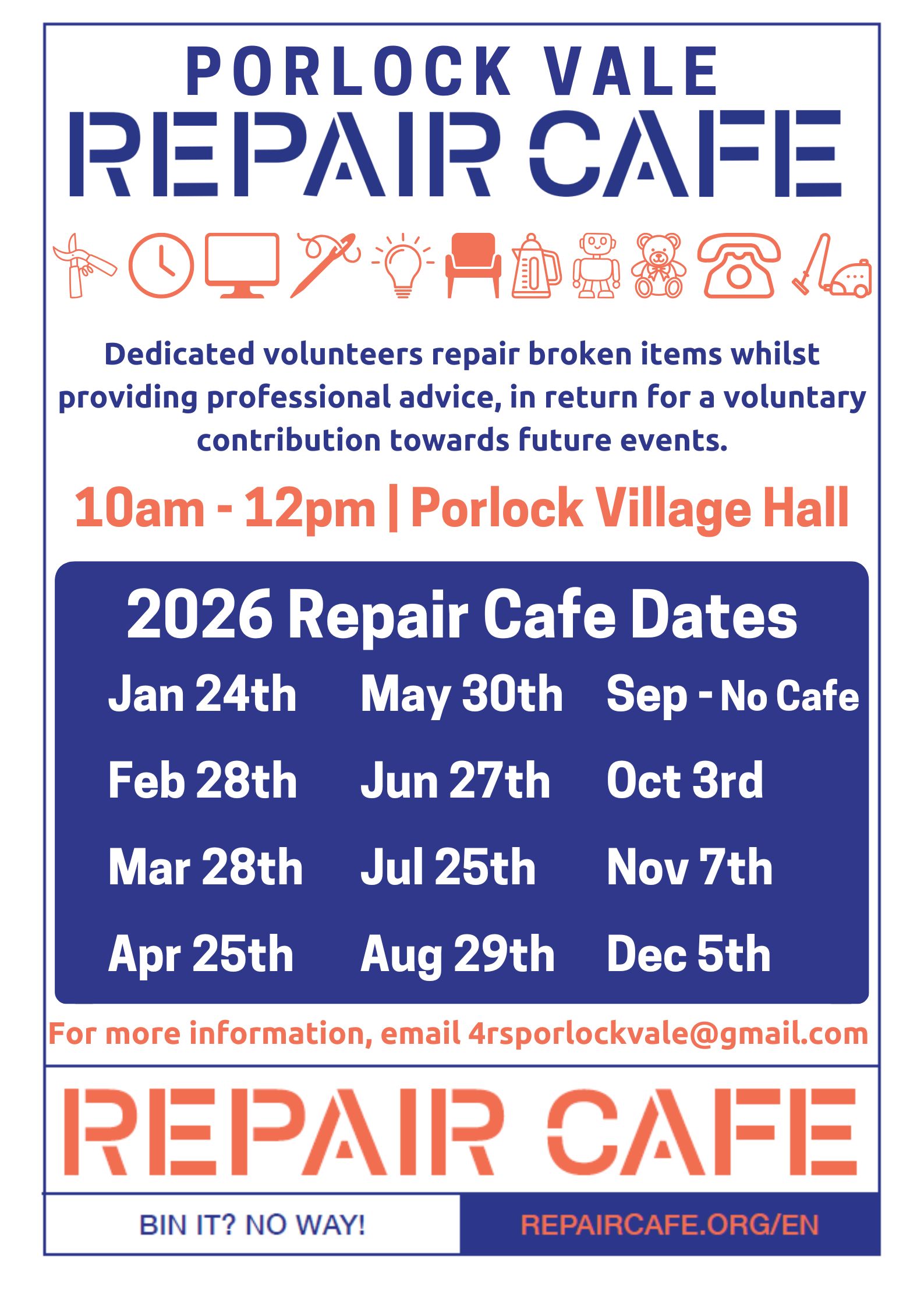 Porlock Repair Cafe – Wootton Courtenay